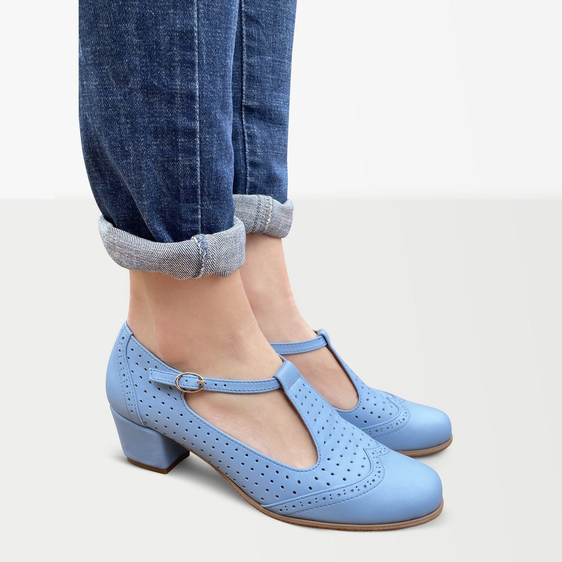 Blue Mary Jane Shoes Womens | Julia Bo - Custom Oxfords & Boots - Julia ...