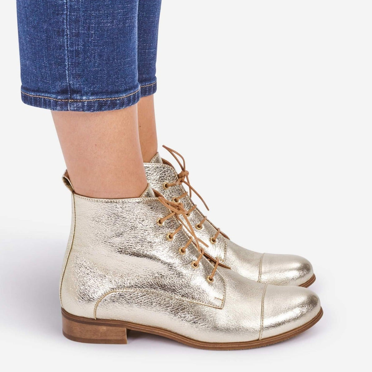 Golden Lace Up Boots - Julia Bo Custom Made Shoes & Boots - Julia Bo ...